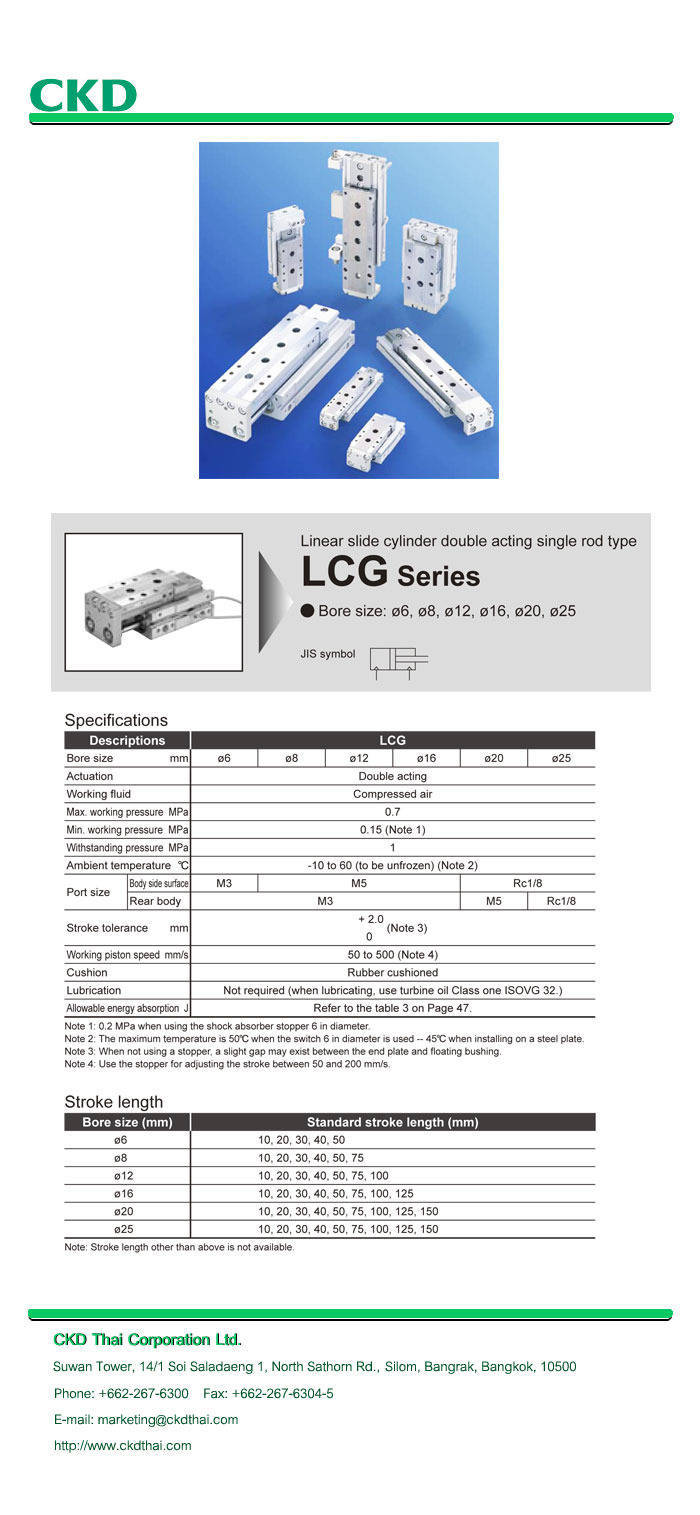PRODUCT Linear Slide Cylinder : LCG Series : ซีเคดี ไทย คอร์ปอเรชั่น ...